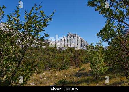 Limestone rock formation Tulove Grede in Velebit National Park in ...