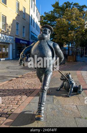 Statue of Desperate Dan and his dog Dawg, characters in the children's ...