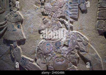 Stele in Palenque Site Museum "Alberto Ruz Lhuillier Stock Photo - Alamy