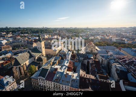 An aerial view of Cathedral-Basilica of the Assumption of the Blessed ...