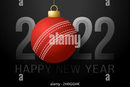 2022 Happy New Year cricket vector illustration. Flat style Sports 2022 ...