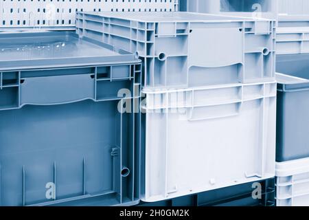 Plastic boxes for warehouse logistic concept Stock Photo - Alamy
