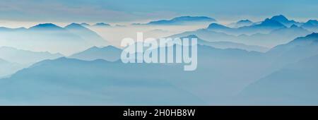 Peak Panorama of the Garda Mountains and Bergamo Alps, Monte Baldo ...