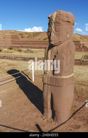 Fraile monolith or monk monolith of the pre-Inca period in the ruins of ...