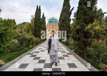 Man standing before the Mausoleum of Mirwais Khan Hotaki, Kandahar ...