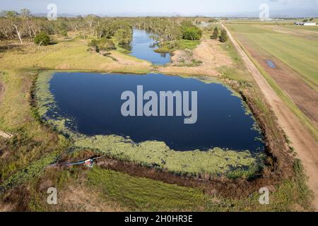 Drone aerial landscape of De Moleyns Lagoon Wildlife Reserve, Marian ...