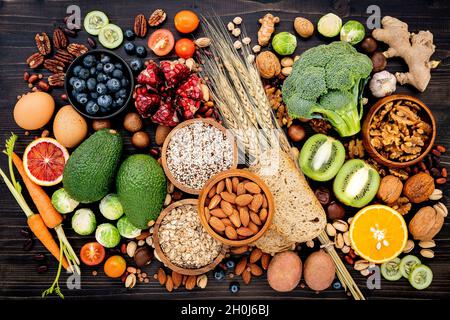 Set of heart healthy foods on white background Stock Photo - Alamy
