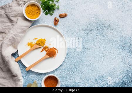 Top view spices frame with copy space. Resolution and high quality ...