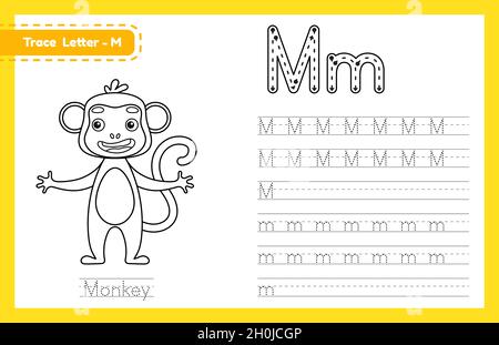 Letter M is for monkey. ABC game for kids. Alphabet coloring page ...