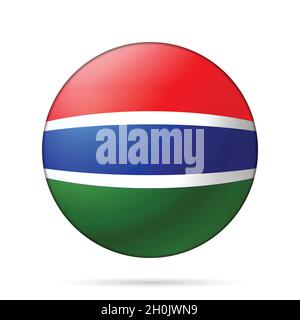 Glass light ball with flag of Gambia. Round sphere, template icon ...