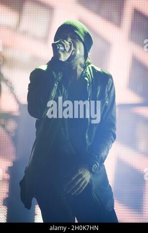 Rob Swire of Pendulum performs on stage at Download Festival 2009 at ...