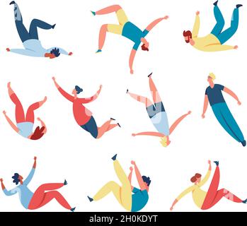 People floating in air. Flying male and female characters floating in ...