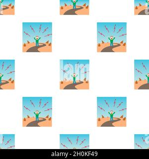 Agoraphobia concept. Cartoon illustration of a man suffering from the ...