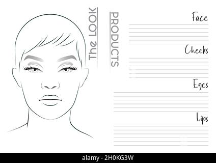 Realistic Makeup Artist Face Chart Blank Template. Vector Illustration Stock Vector Image & Art ...