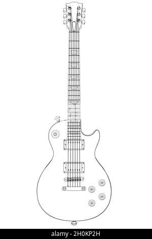 Electric guitar contour from black lines isolated on white background ...