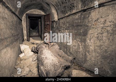 Old blown up remains of some Siegfried Line bunkers along the border ...