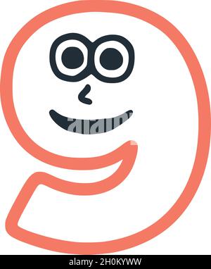 Number 7 happy eccentric smiling character, smiley face vector clip art ...