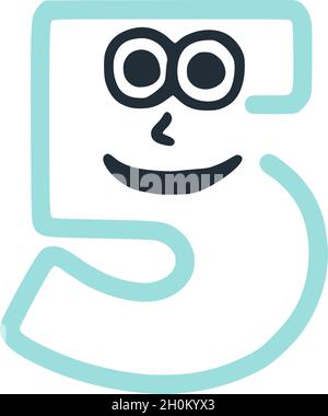 Number 7 happy eccentric smiling character, smiley face vector clip art ...