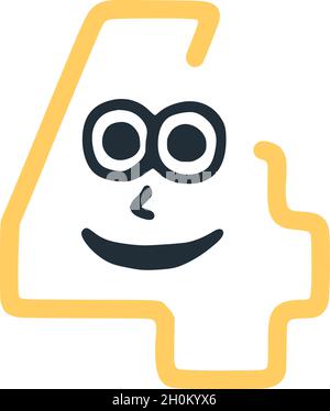 Number 7 happy eccentric smiling character, smiley face vector clip art ...