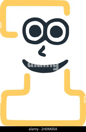 Number 7 happy eccentric smiling character, smiley face vector clip art ...