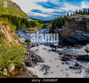 The Cascades of Swiftcurrent Falls Stock Photo - Alamy