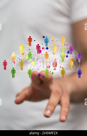 Businessman holding digital icons Stock Photo - Alamy