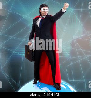 Man with superpowers ruling the world Stock Photo - Alamy