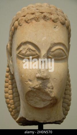 Statue of a Kouros in National Archaeological museum in Athens Greece ...