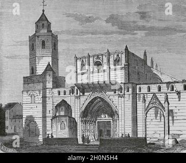 Huesca, Cathedral; gothic façade Stock Photo - Alamy