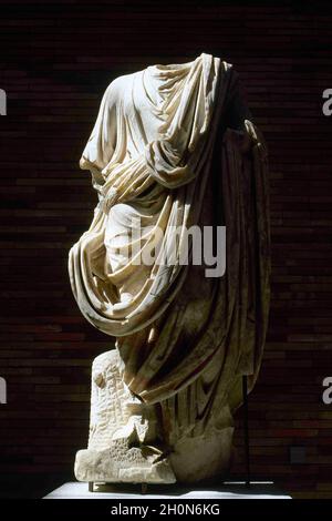 Marble statue of a togatus (man wearing a toga). Culture: Roman ...