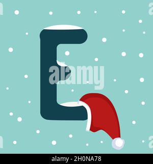 Letter Q with snow and red Santa Claus hat. Festive font for Christmas ...