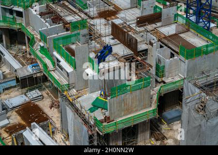 Build to Order (BTO) public housing construction in progress. Singapore, Southeast Asia Stock ...