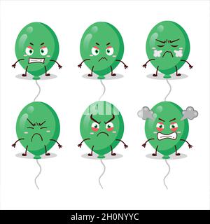 Green balloons cartoon character with various types of business ...