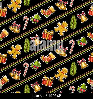 Vector Christmas Seamless Pattern, square repeating background with ...