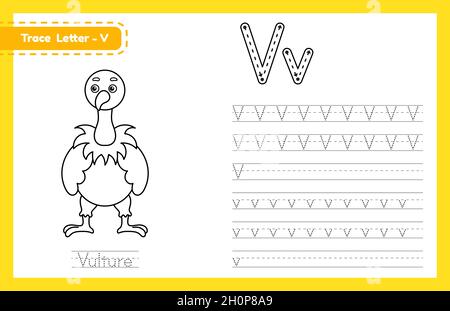 Letter V is for vulture. ABC game for kids. Alphabet coloring page ...