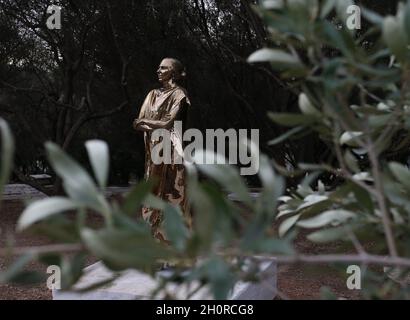 The bronze statue of legendary opera singer Maria Callas. The sculpture ...