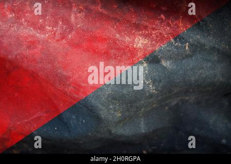 Top view of retro flag of Anarchist with A symbol with grunge texture ...