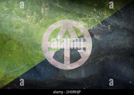 Top view of retro flag of Anarchist with A symbol with grunge texture ...