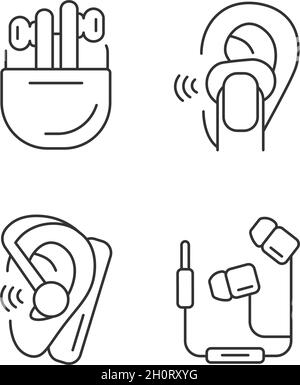 Headset with microphone simple icons in color rounded square frames on ...