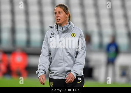 Chelsea assistant coach Denise Reddy oversees the warm up prior to kick ...