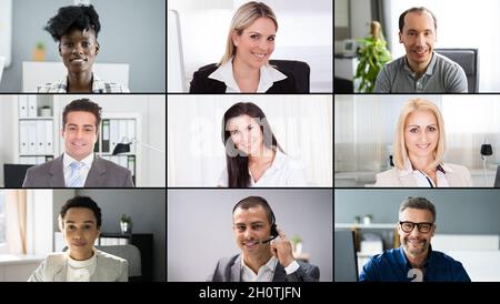 Professional Group Headshot Video Conference. Avatar Faces Collage ...