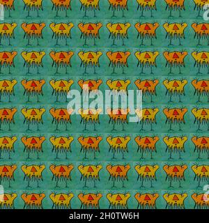 Front view cute monster bird illustration over textured cyan background ...