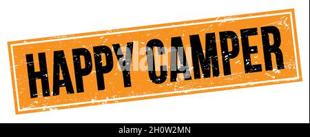 HAPPY CAMPER text on orange grungy vintage rectangle stamp Stock Photo ...