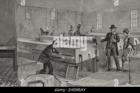 Artificial hatching of hen eggs by the Baker method. Incubators room ...