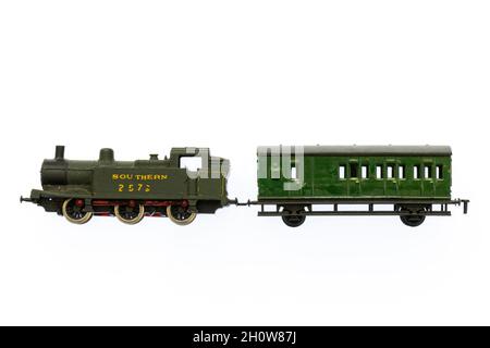 Model of old-fashioned passenger train, side view Stock Photo - Alamy