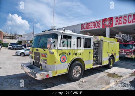 Fire engine in a fire station in Cancun, Mexico, 2021 Stock Photo - Alamy