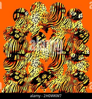 Fashionable print, abstract leopard skin with geometric shapes Stock ...