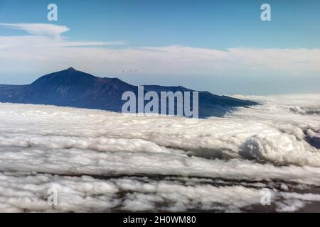 An aerial view of Mount Teide in Teide national park, Tenerife, Canary ...