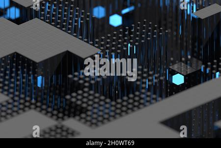 Cubes and abstract geometries, 3d rendering. Computer digital drawing ...