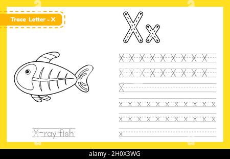X-Ray Fish Alphabet ABC Coloring Page X Stock Vector Image & Art - Alamy